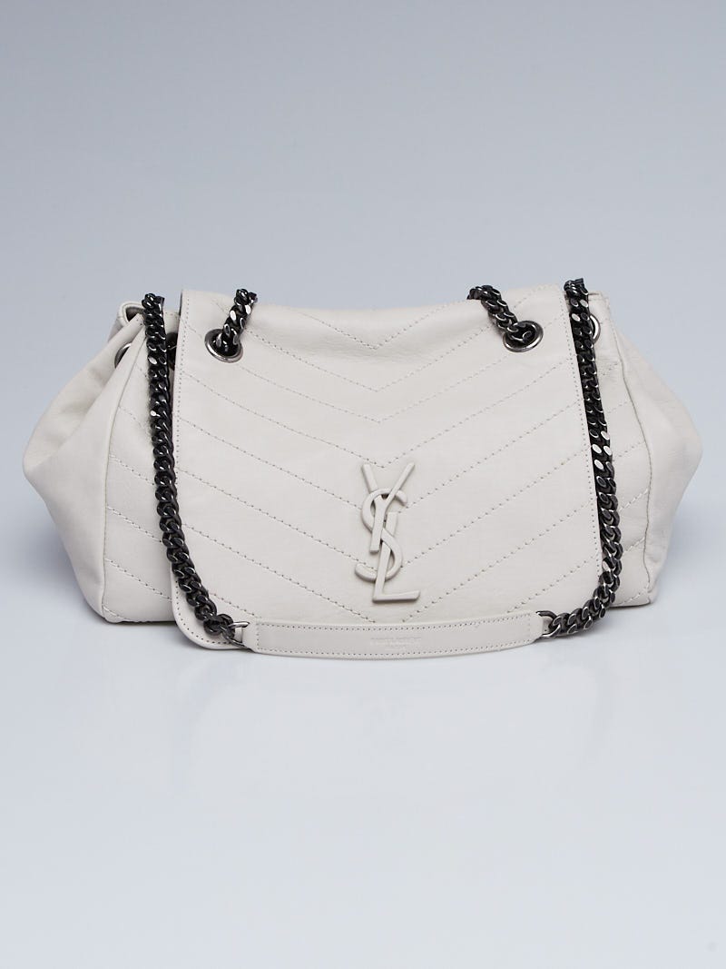 Yves Saint Laurent Blanc Vintage Quilted Lambskin Leather Medium Nolita Bag | Yoogi's Closet
