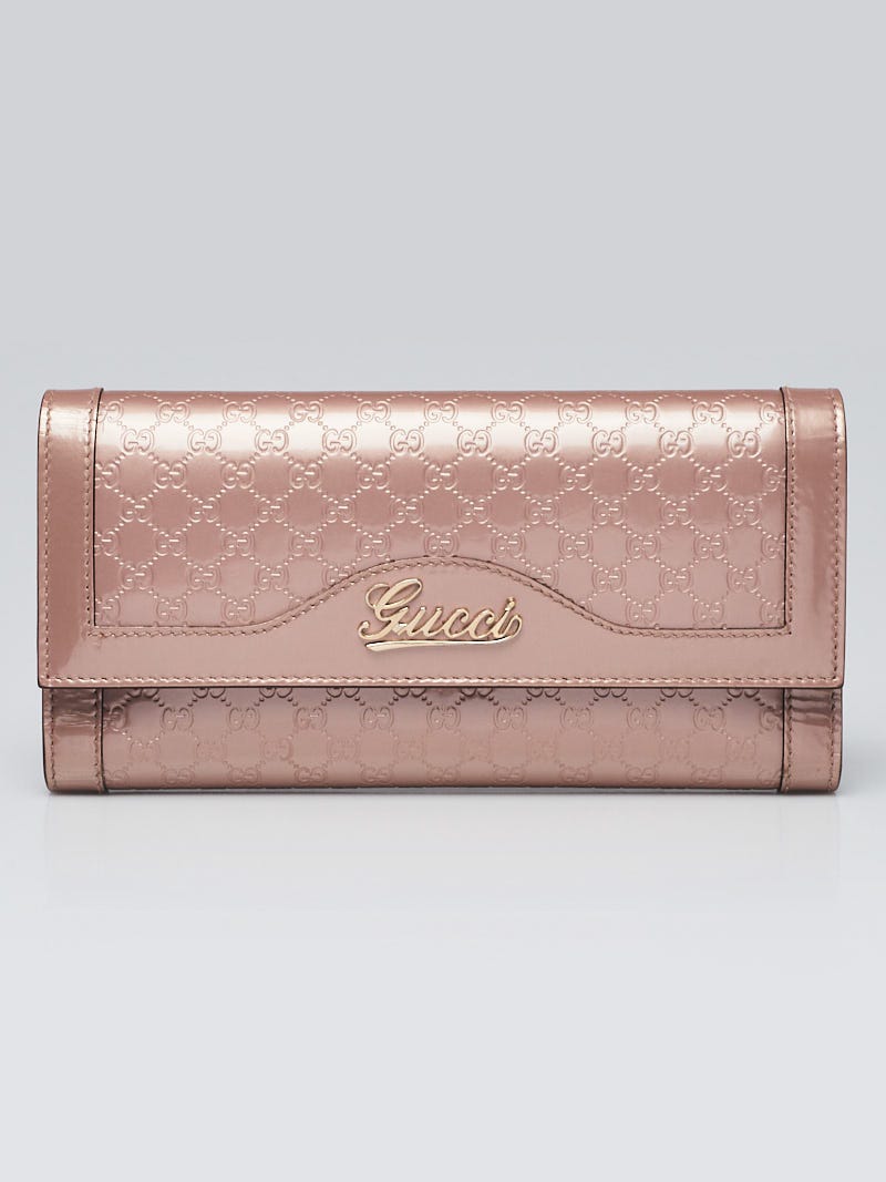 Gucci Pink Guccissima Embossed Patent Leather Continental Wallet ...