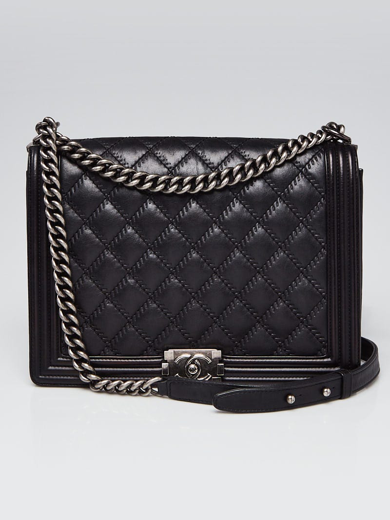 Chanel Black Quilted Calfskin Leather Large Boy Bag | Yoogi's Closet