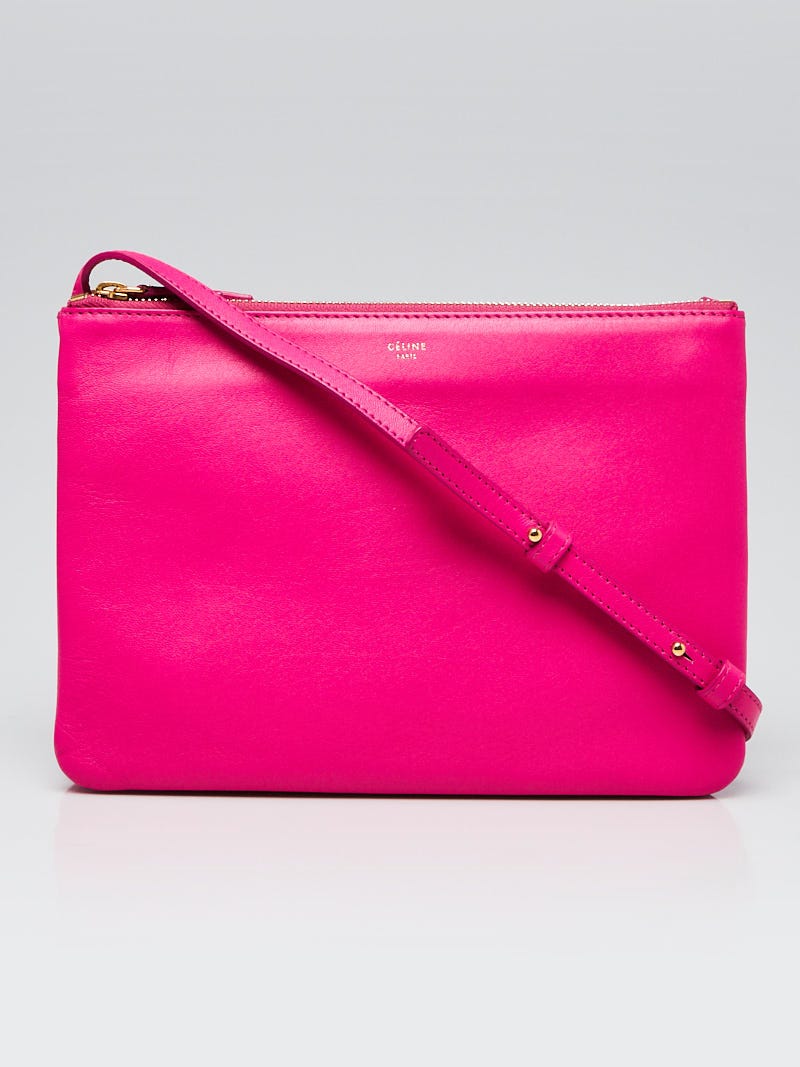 Celine Fluorescent Fushia Lambskin Leather Large Trio Crossbody Bag ...