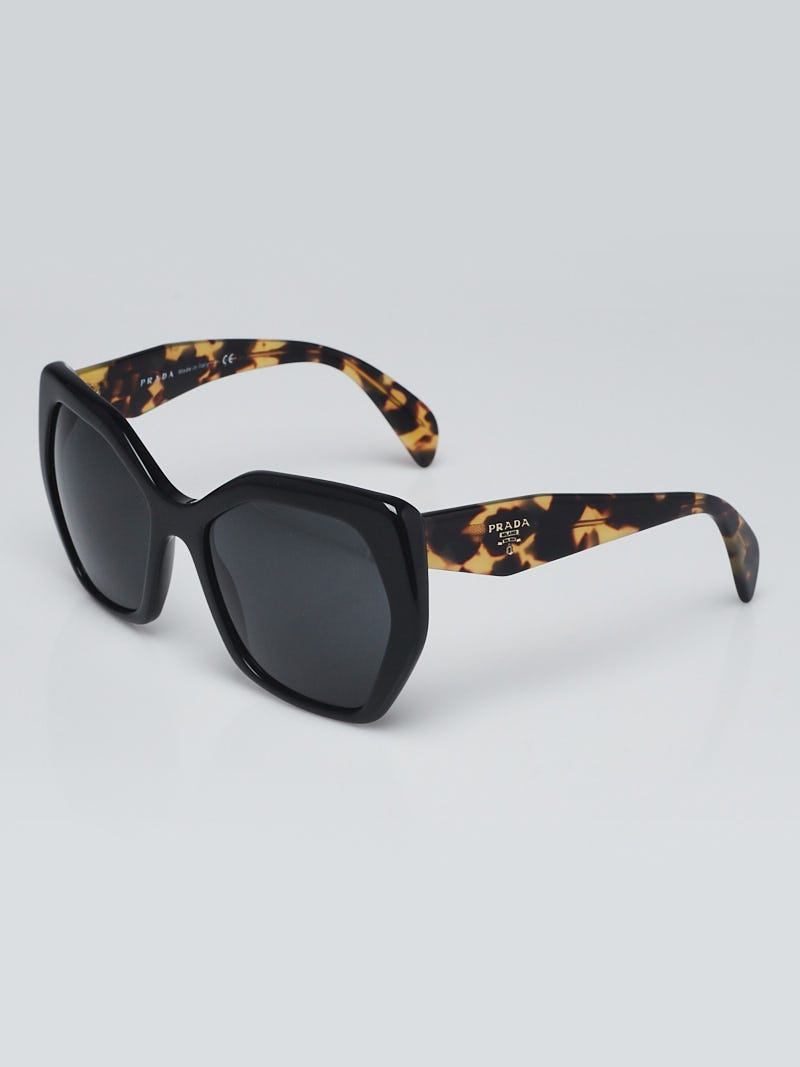 Prada Tortoise Shell Acetate Frame Angular Pentagonal Sunglasses SPR16R ...
