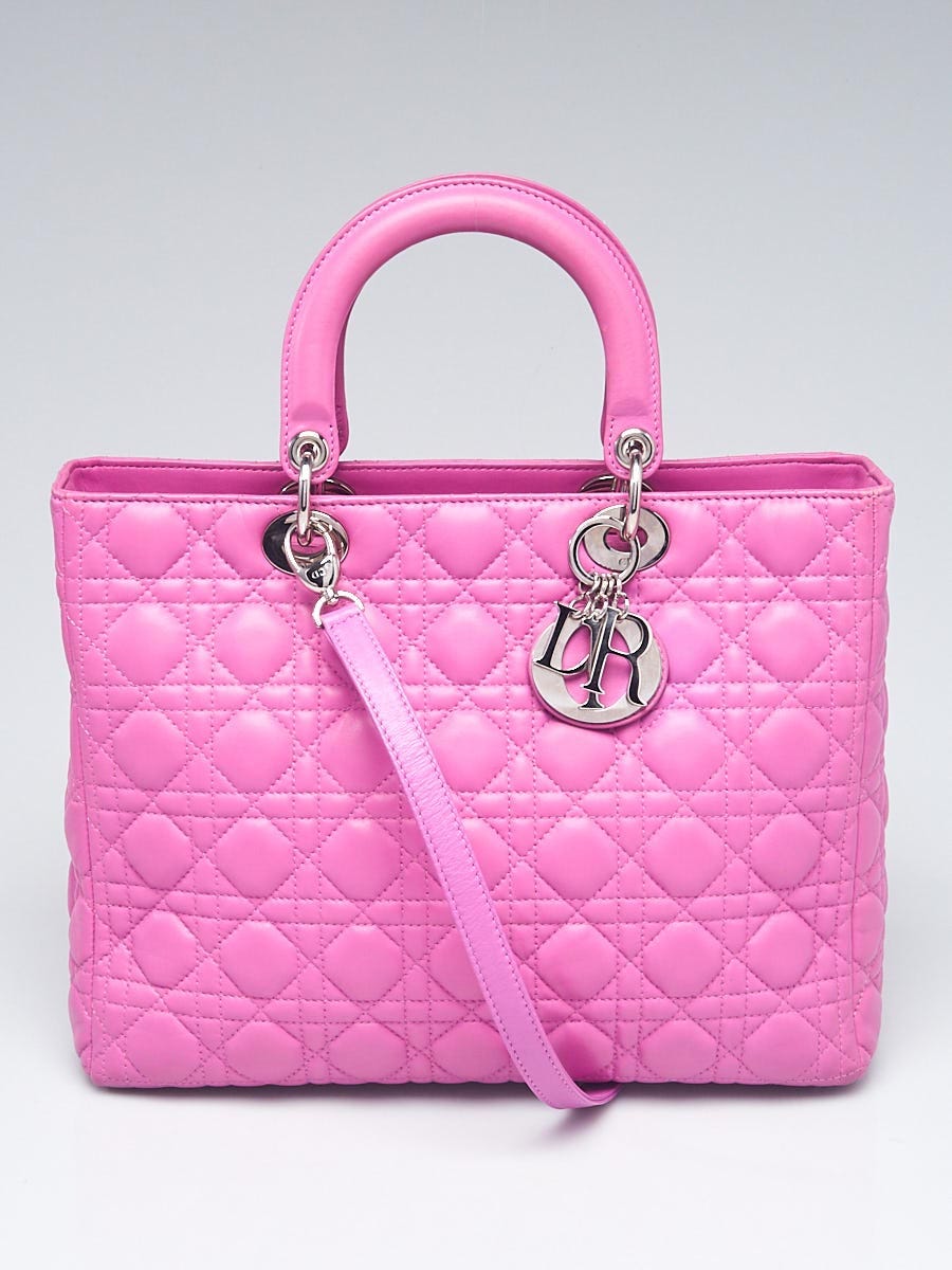 Christian Dior Light Purple Cannage Quilted Lambskin Leather Large Lady ...