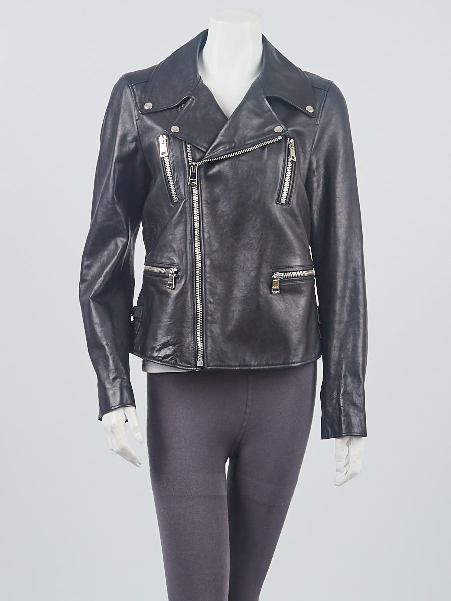 Gucci Black Leather Motorcycle Jacket Size 12/46 | Yoogi's Closet
