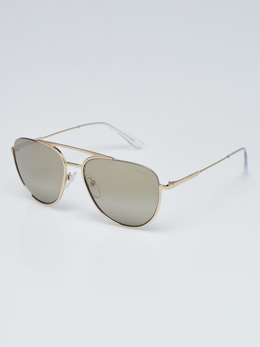 Prada Goldtone Metal Aviator Sunglasses SPR5OU | Yoogi's Closet
