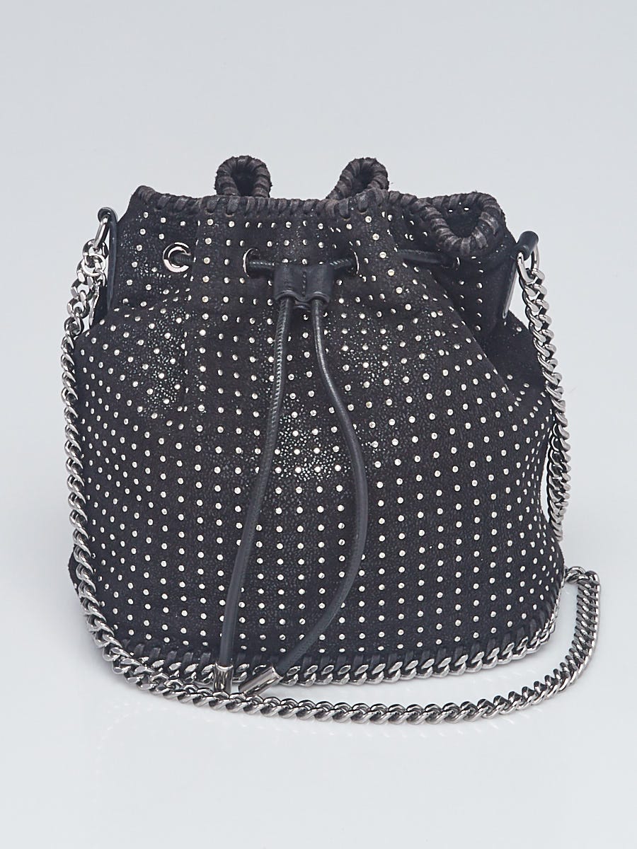 Stella McCartney Black Shaggy Dear Faux Leather Studded Mini Bucket ...