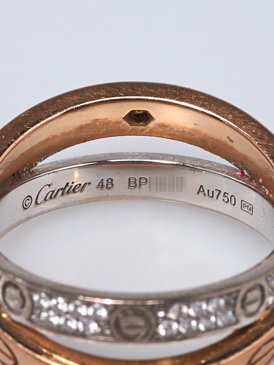 Cartier 18k White Gold and Rose Gold Diamond LOVE Ring Size Cartier 18k White Gold and Rose Gold Diamond LOVE Ring Size