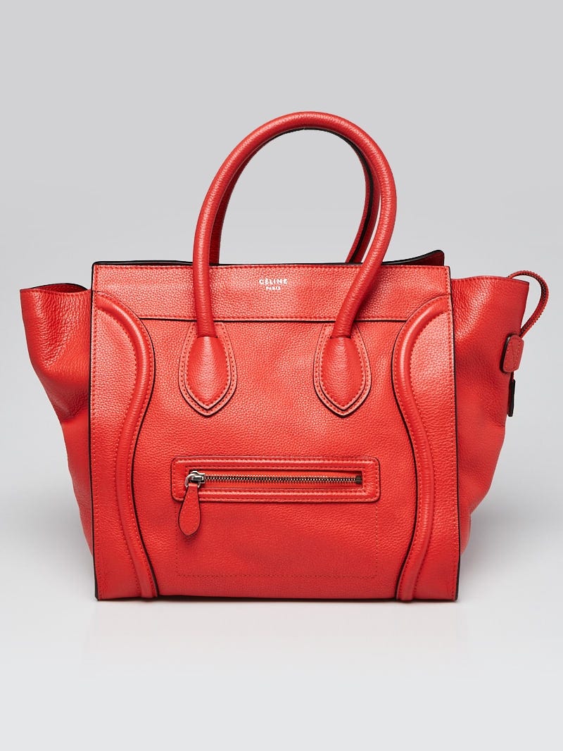 Celine Orange Drummed Leather Mini Luggage Tote Bag | Yoogi's Closet