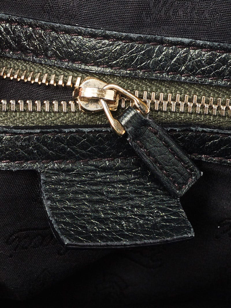 Gucci Metallic Dark Green Pebbled Leather New Jackie Large Gucci Metallic Dark Green Pebbled Leather New Jackie Large