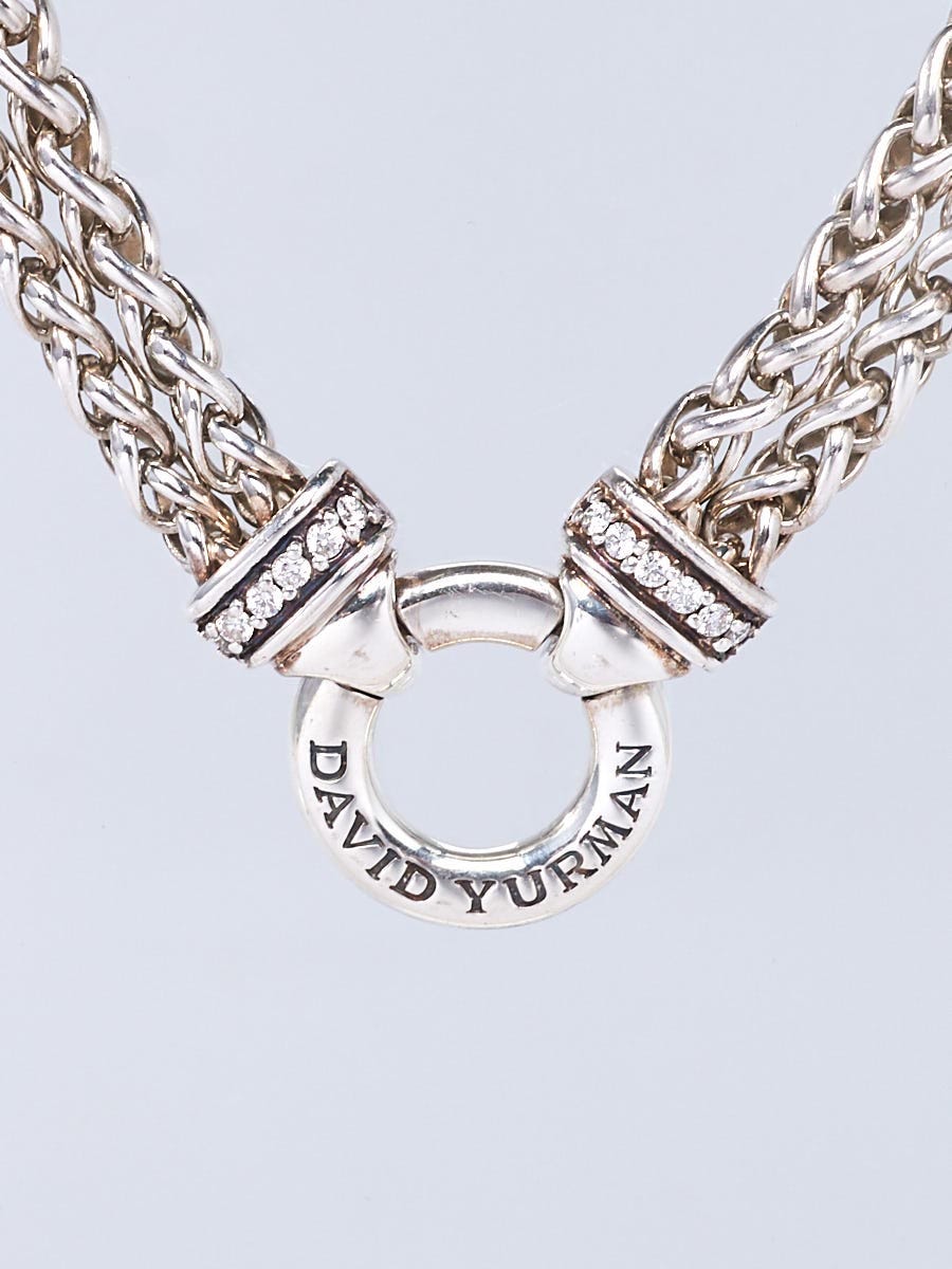 David Yurman Sterling Silver and Diamond Double Wheat Chain Necklace ...