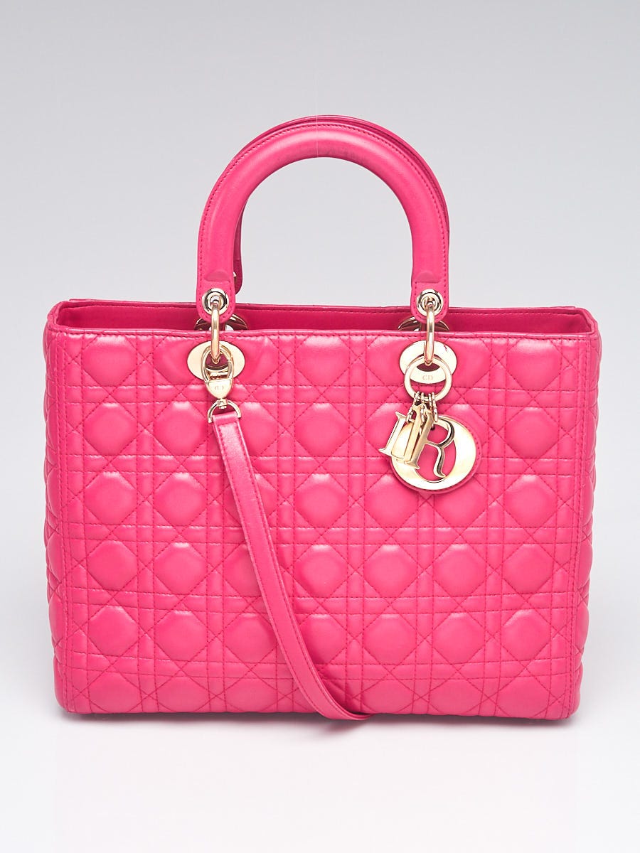 Christian Dior Pink Cannage Quilted Lambskin Leather Large Lady Dior ...