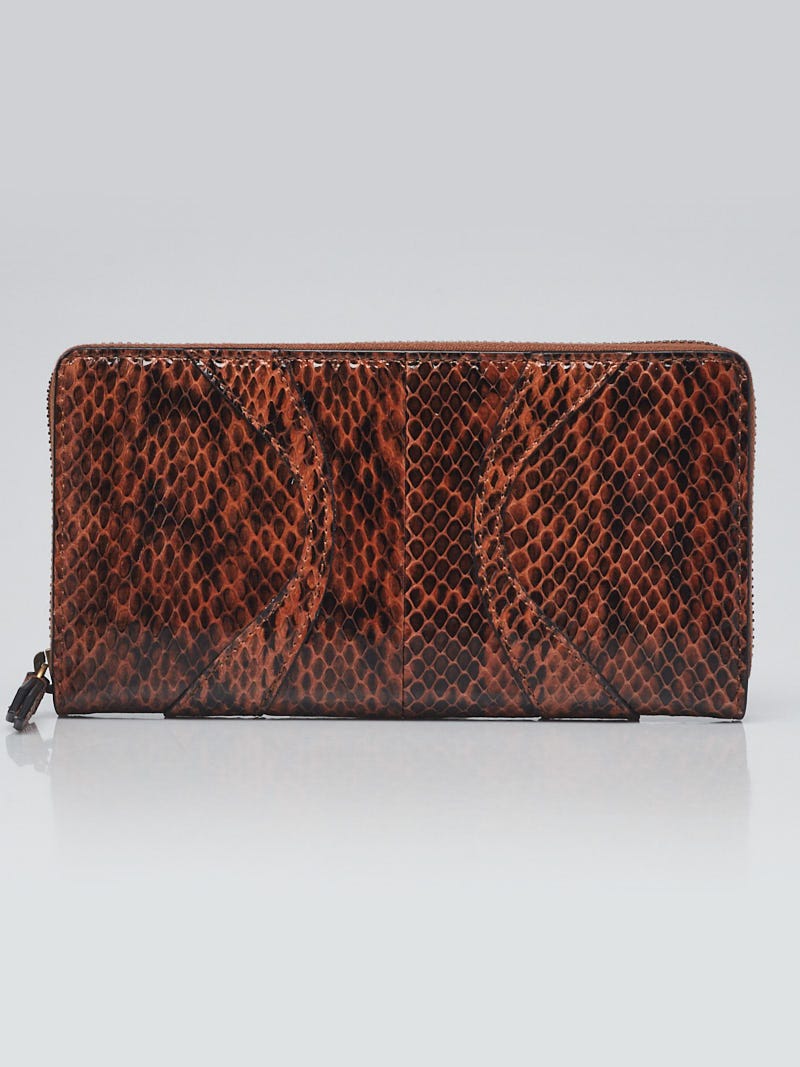 Gucci Brown/Black Elaphe Snakeskin Zippy Wallet | Yoogi's Closet