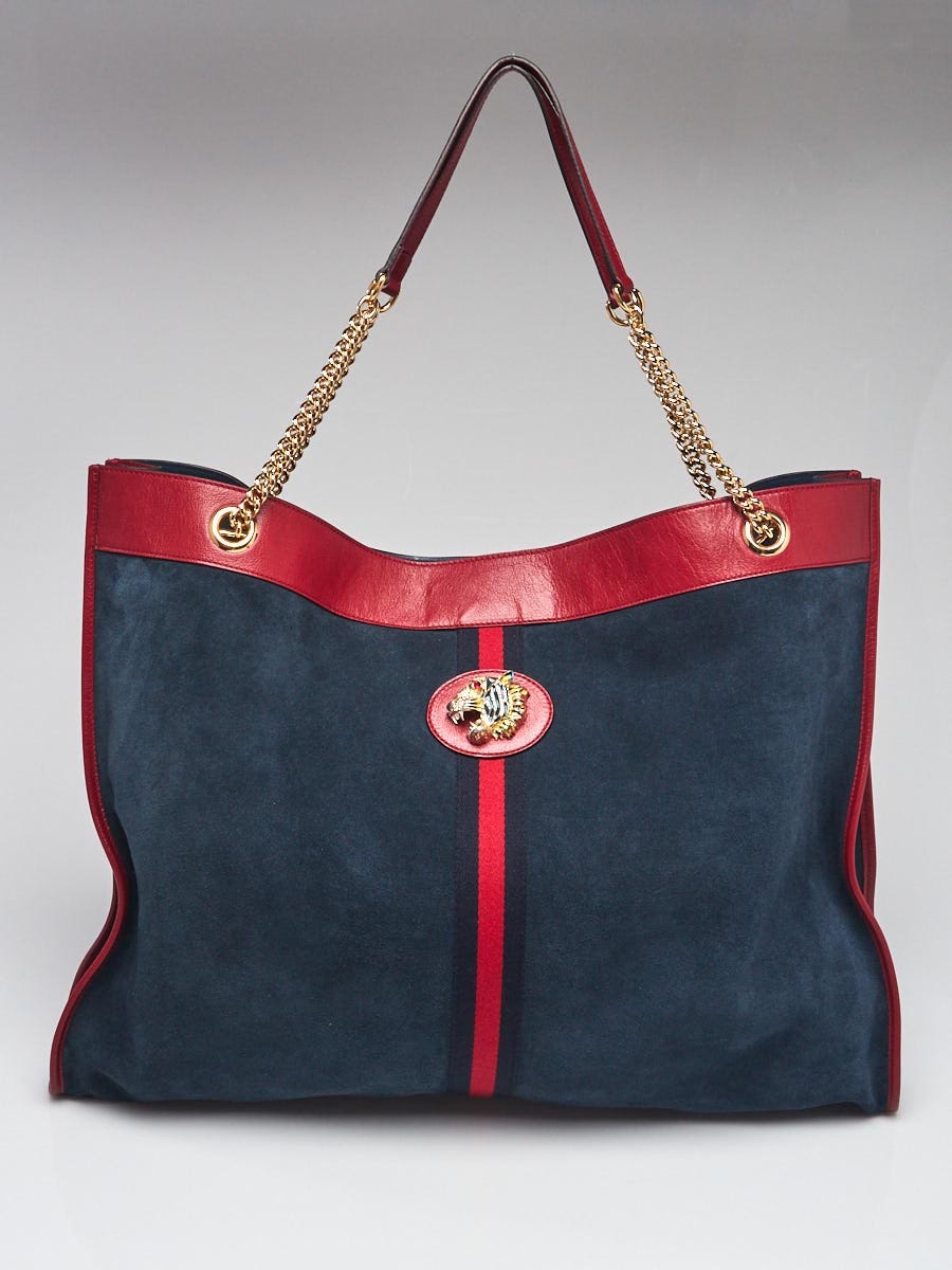 Gucci Blue Suede Maxi Rajah Tote Bag | Yoogi's Closet