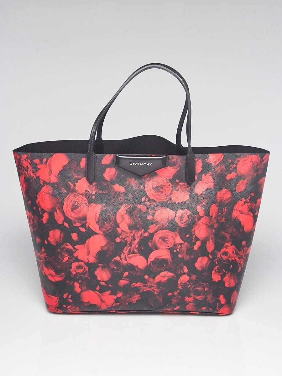Givenchy Red/Black Rose Print Coated Canvas Antigona Shopping Tote Bag ...