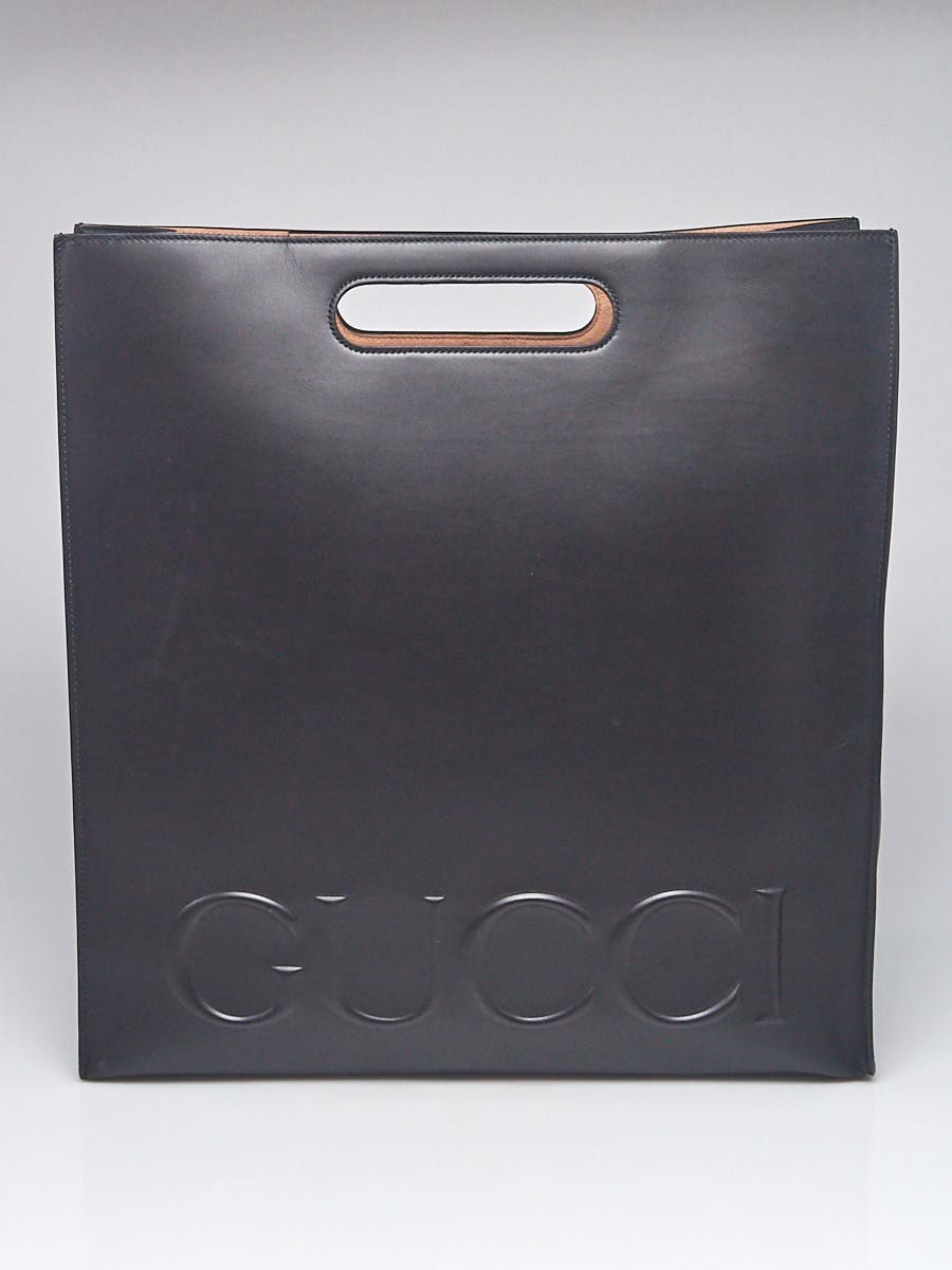 Gucci Black Leather Embossed XL Tote Bag | Yoogi's Closet