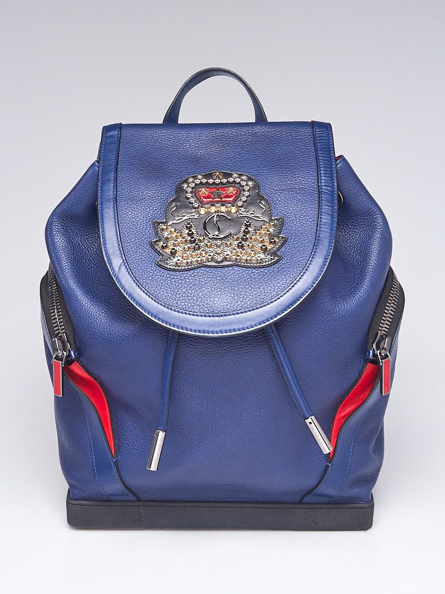 Christian Louboutin Blue Pebbled Leather Explorafunk Backpack Bag ...