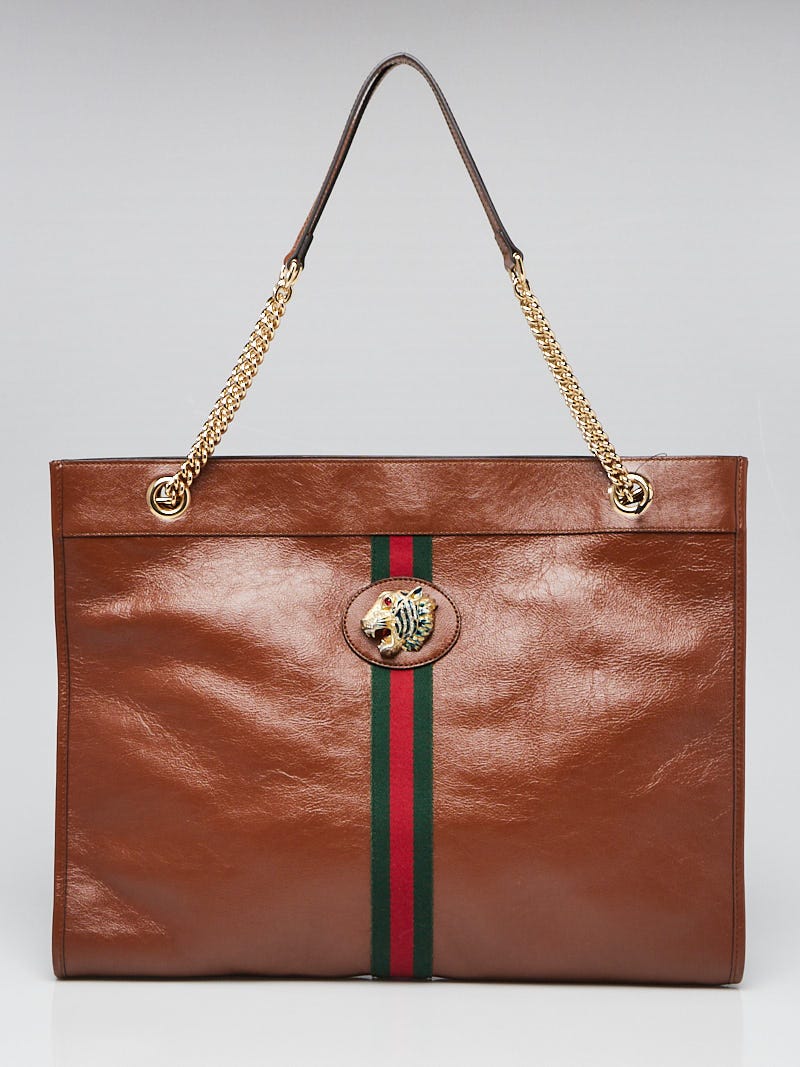 Gucci Brown Leather Large Rajah Tote Bag | Yoogi's Closet