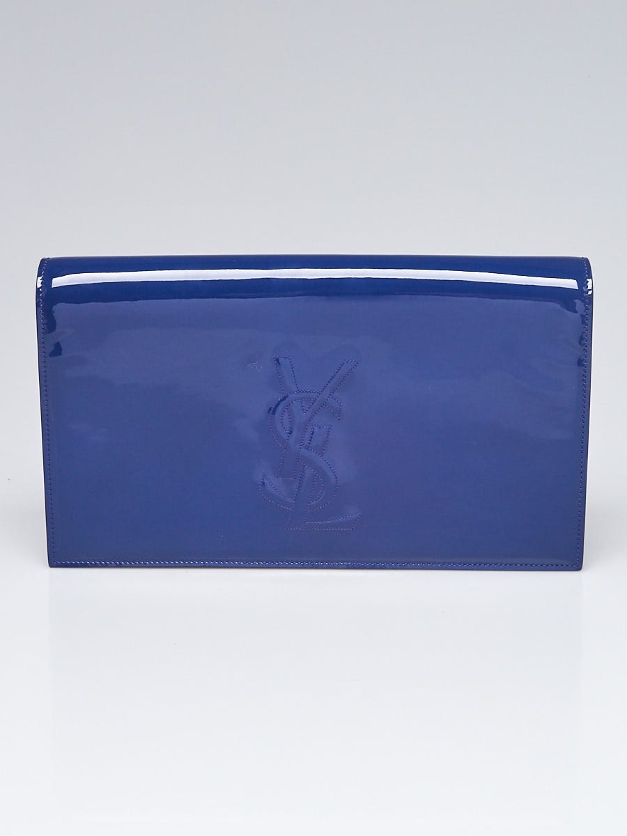 Yves Saint Laurent Blue Patent Leather Large Belle du Jour Clutch Bag ...