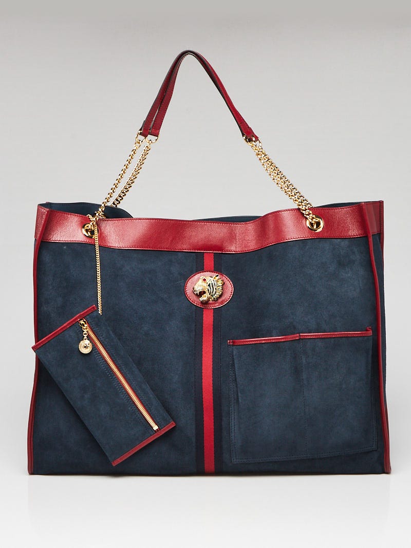 Gucci Blue Suede Maxi Rajah Tote Bag | Yoogi's Closet