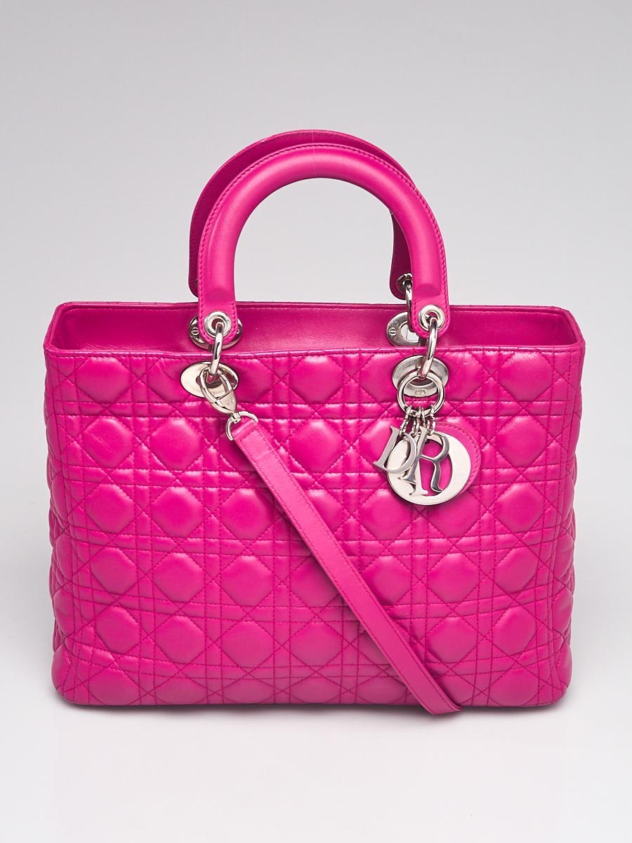 Christian Dior Pink Cannage Quilted Lambskin Leather Large Lady Dior ...