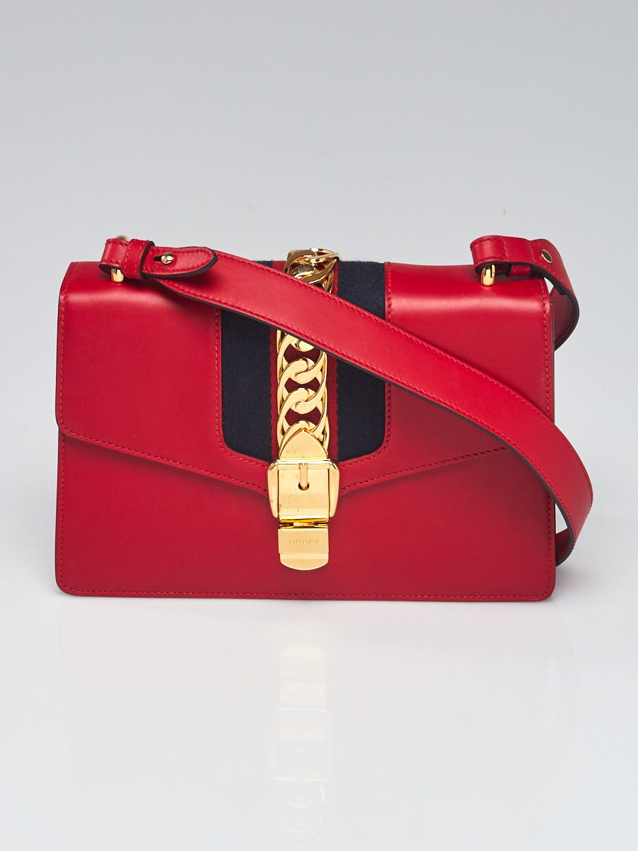Gucci Red Smooth Leather Small Sylvie Shoulder Bag | Yoogi's Closet