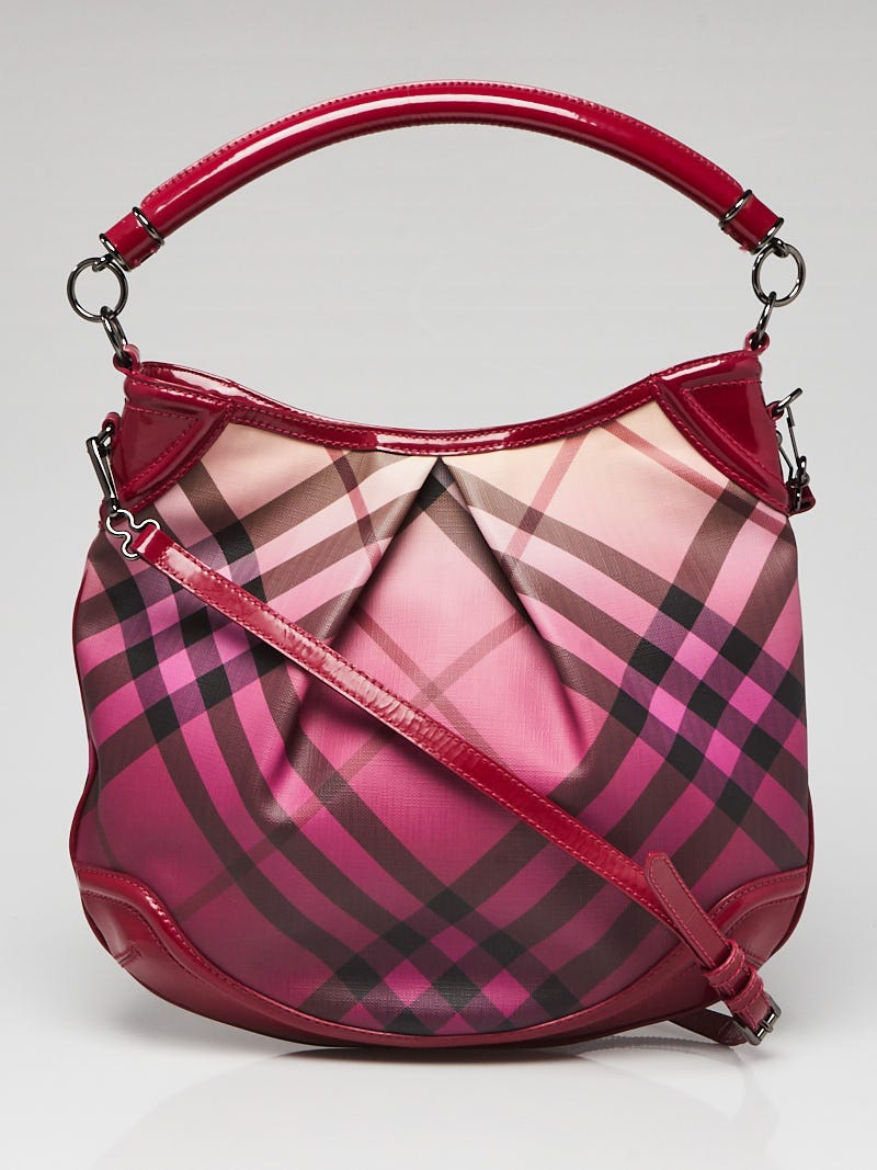 Burberry Raspberry Gradient Supernova Check Coated Canvas Hobo Bag ...