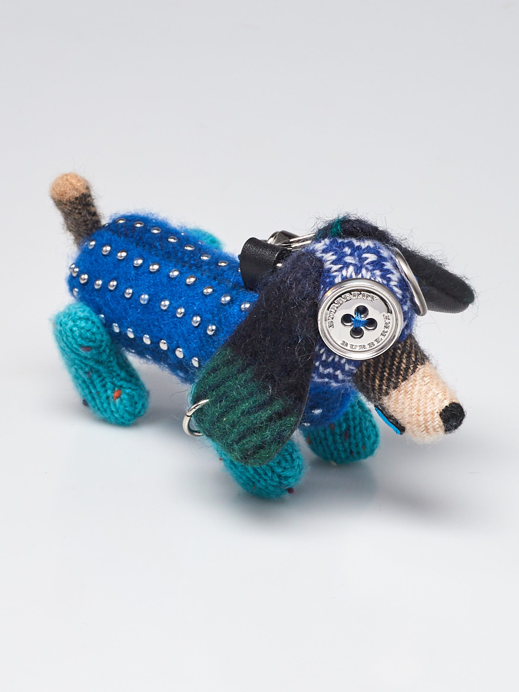 Burberry Blue Knit Studded Tilly The Sausage Dog Key Charm | Yoogi's Closet