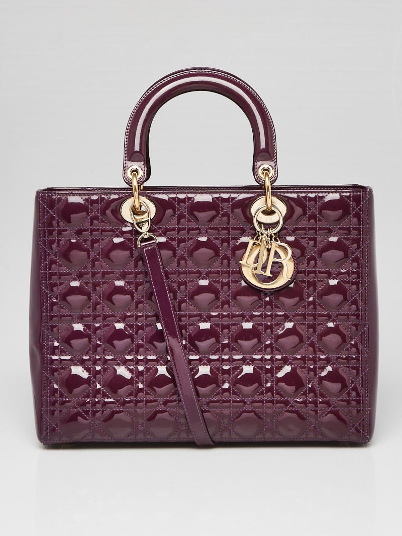 Christian Dior Purple Cannage Quilted Patent Leather Large Lady Dior ...