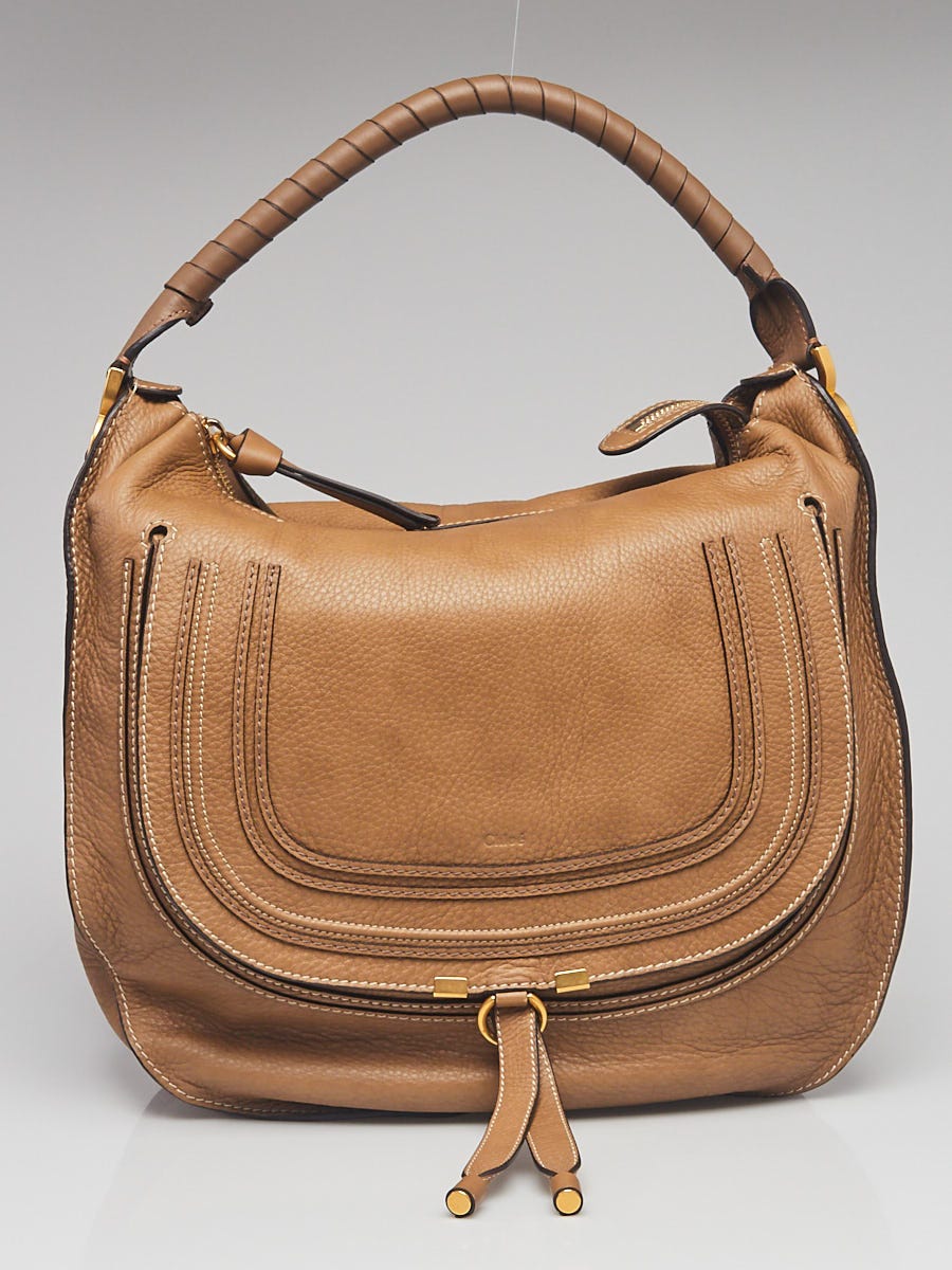 Chloe Nut Brown Pebbled Leather Large Marcie Hobo Bag | Yoogi's Closet
