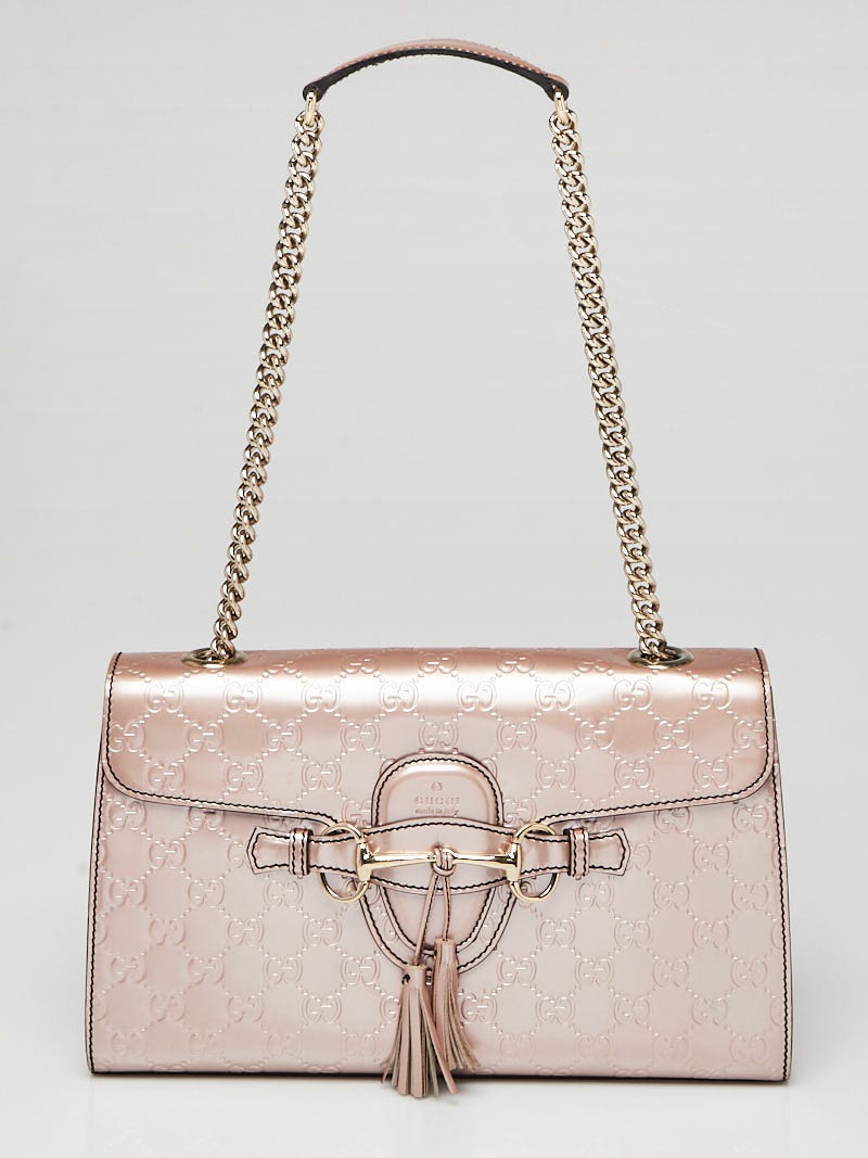 Gucci Pint Guccissima Patent Leather Medium Emily Chain Shoulder Bag ...