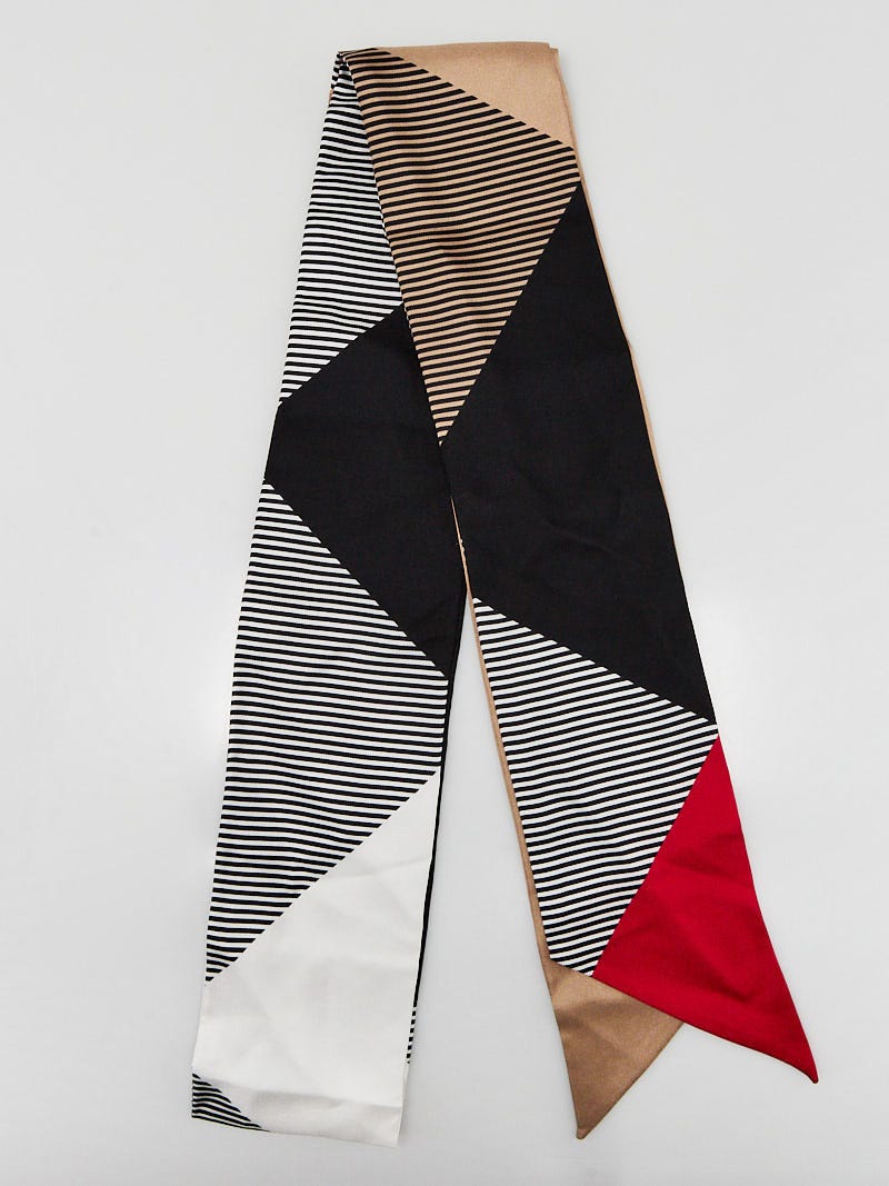 Burberry Multicolor Printed Silk Skinny Scarf | Yoogi's Closet