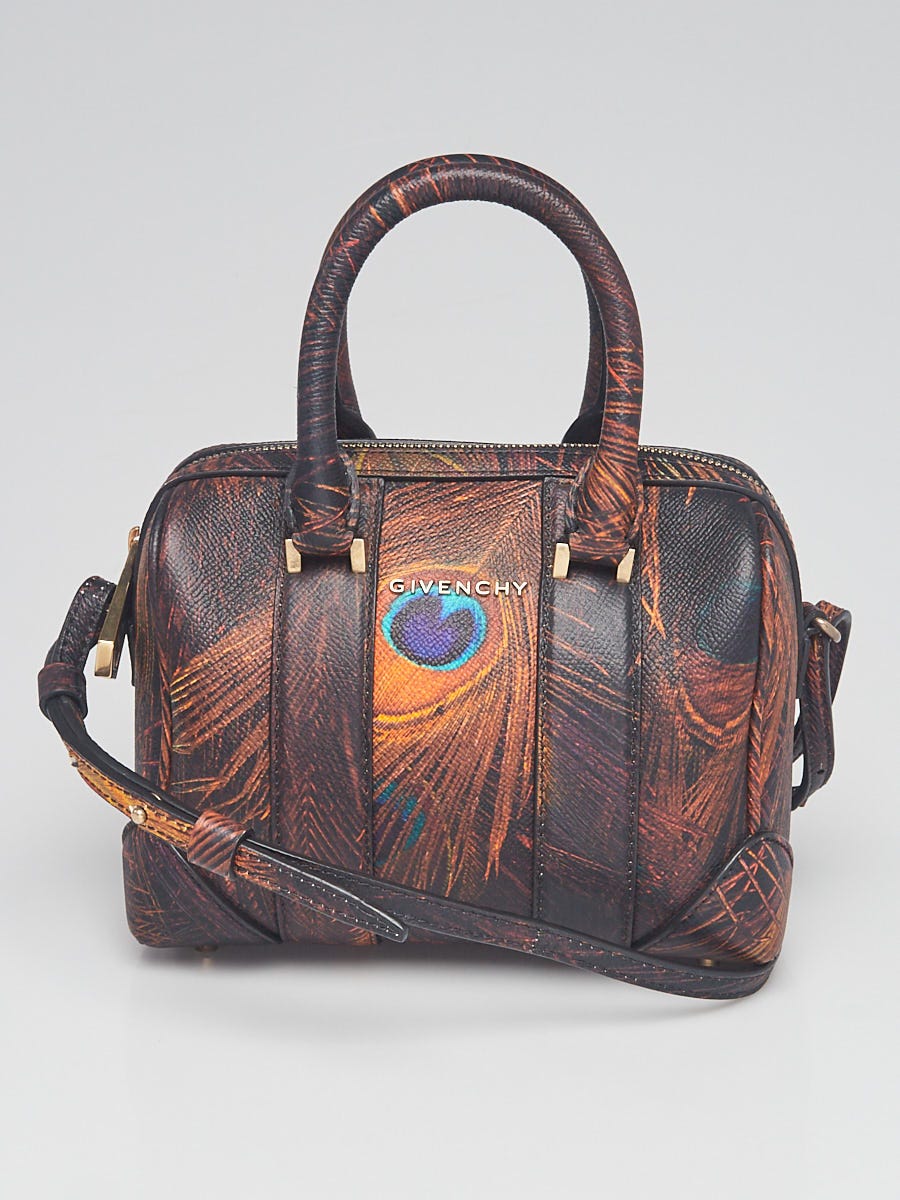 Givenchy Black/Orange Peacock Print Leather Micro Lucrezia Bag | Yoogi ...