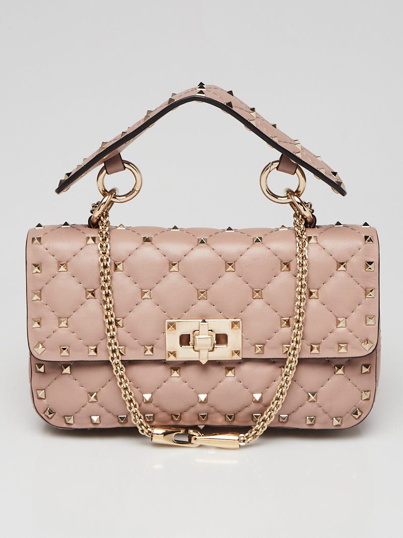 Valentino Beige Quilted Leather Rockstud Spike Small Shoulder Bag ...