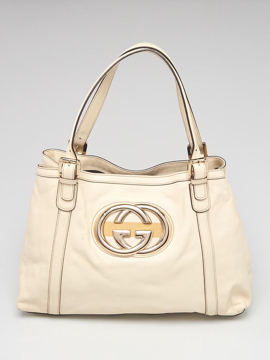 Gucci White Leather Britt Tote Bag | Yoogi's Closet