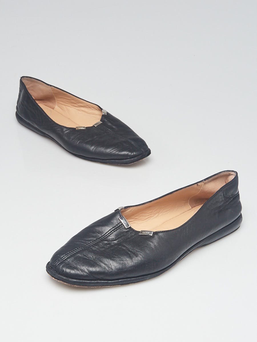 Chloe Black Leather Skye Flats Size 8/38.5 | Yoogi's Closet