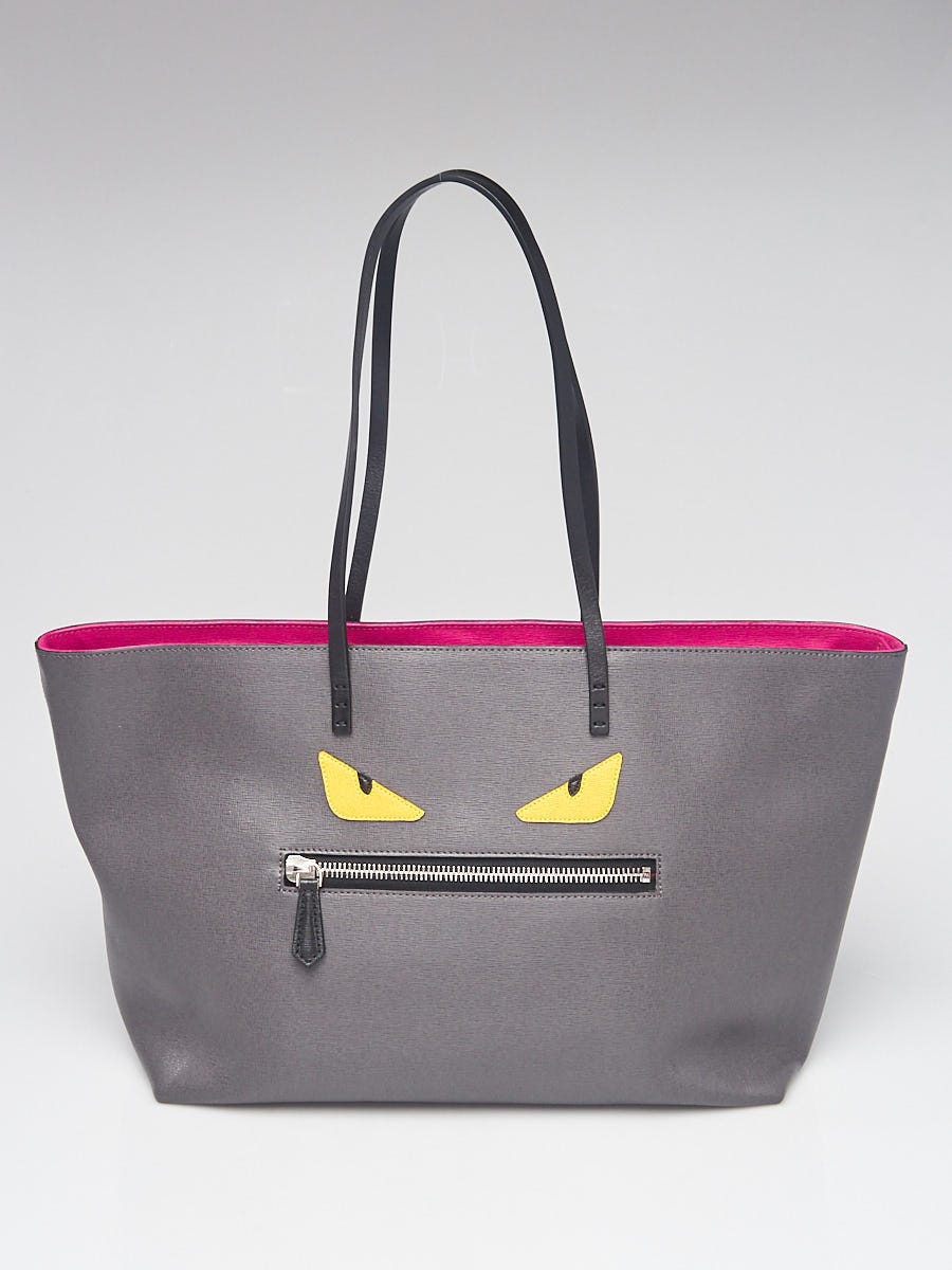 Fendi Grey/Purple Vitello Elite Leather Monster Roll Tote Bag 8BH185 ...