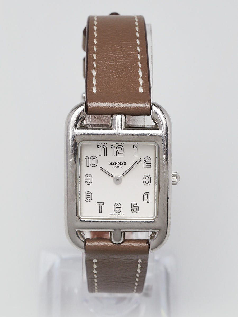 Hermes 31mm Etoupe Leather And Stainless Steel Small Model Cape Code ...