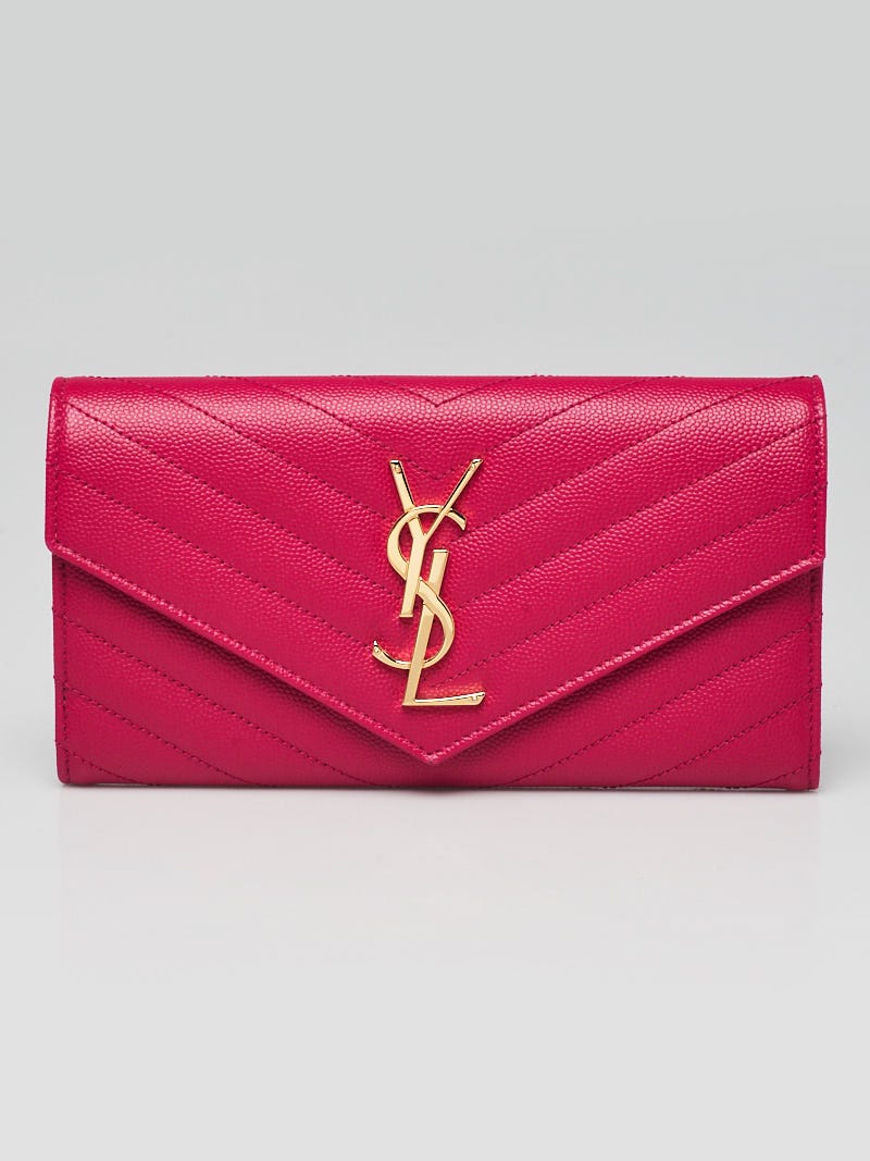 Yves Saint Laurent Pink Quilted Leather Metalesse Wallet | Yoogi's Closet
