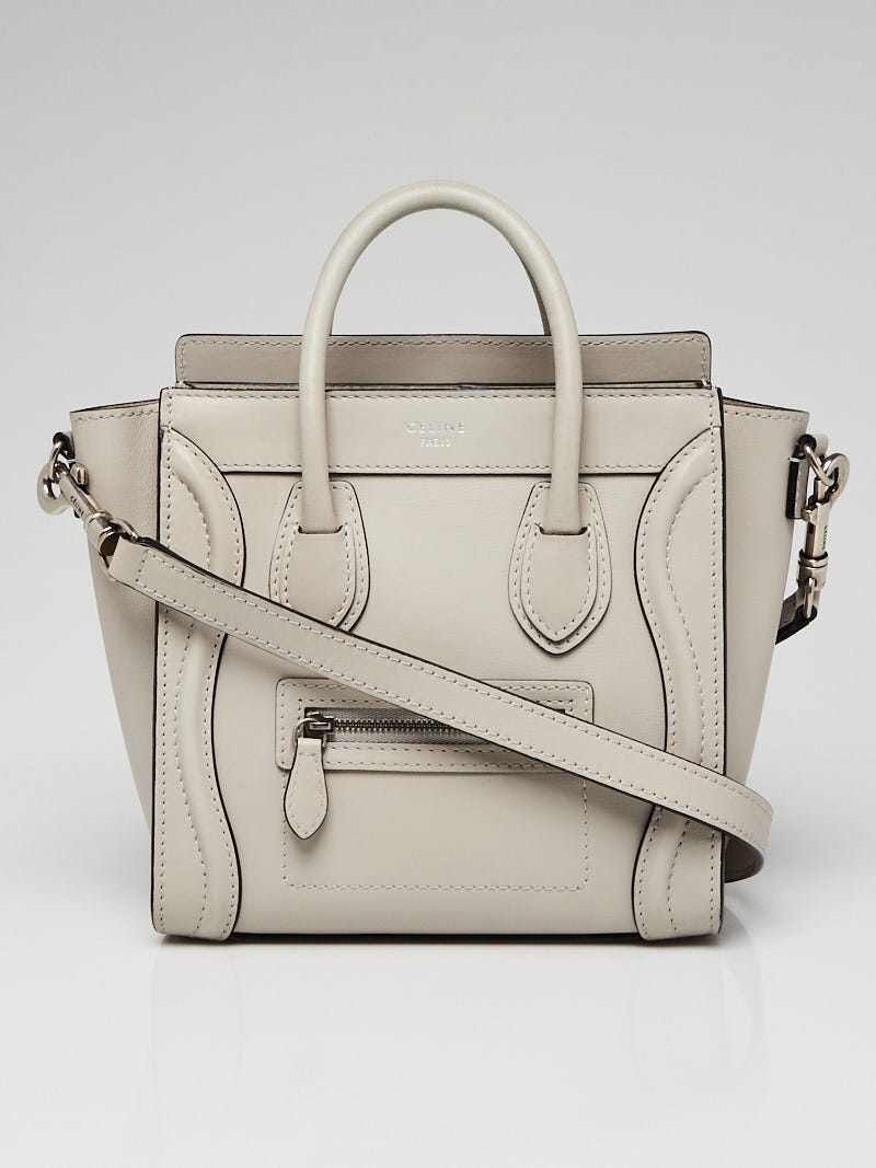 Celine Light Grey Smooth Calfskin Leather Nano Luggage Tote Bag | Yoogi ...