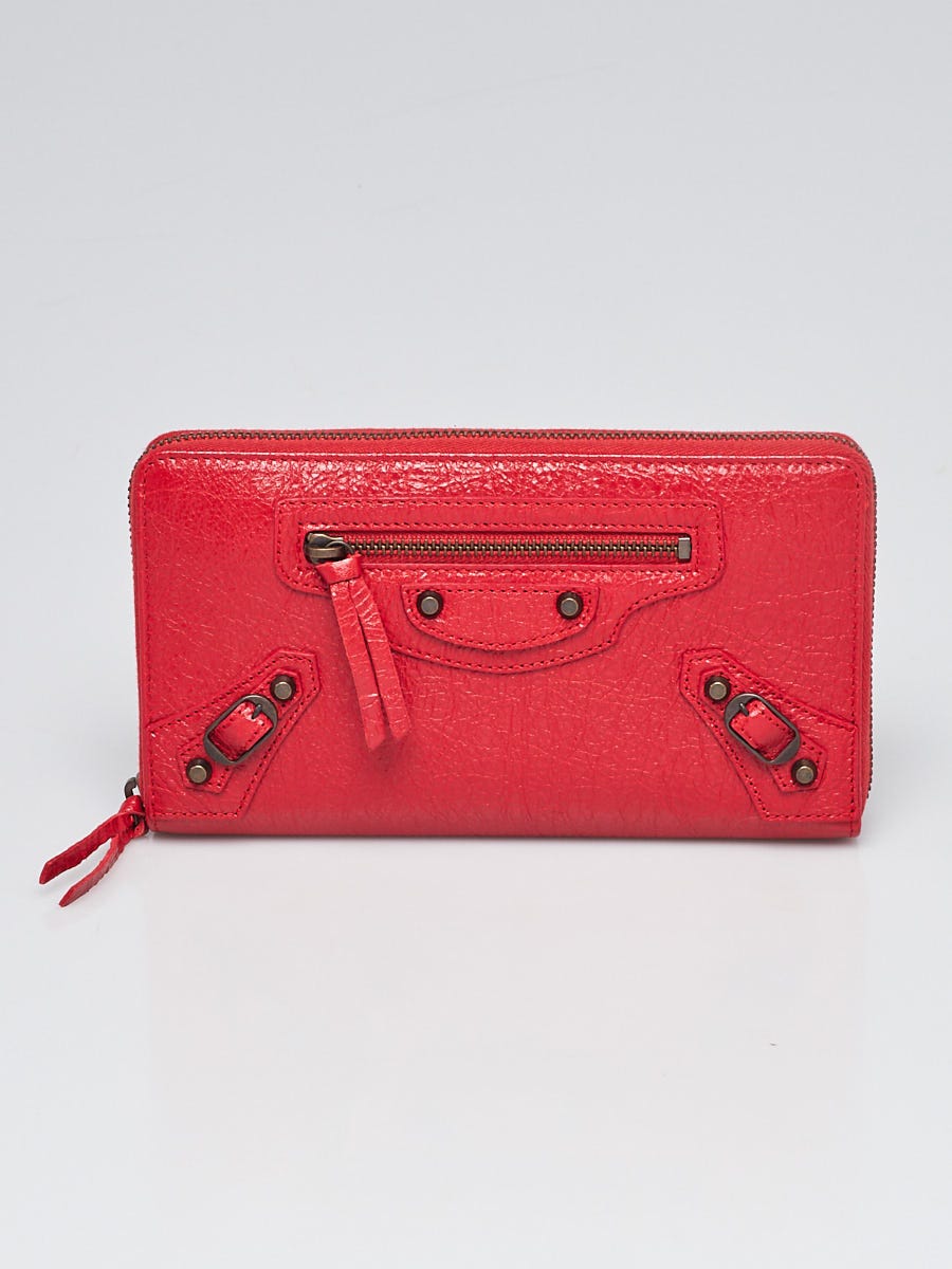Balenciaga Rouge Tango Leather Classic Continental Zip Around Wallet ...