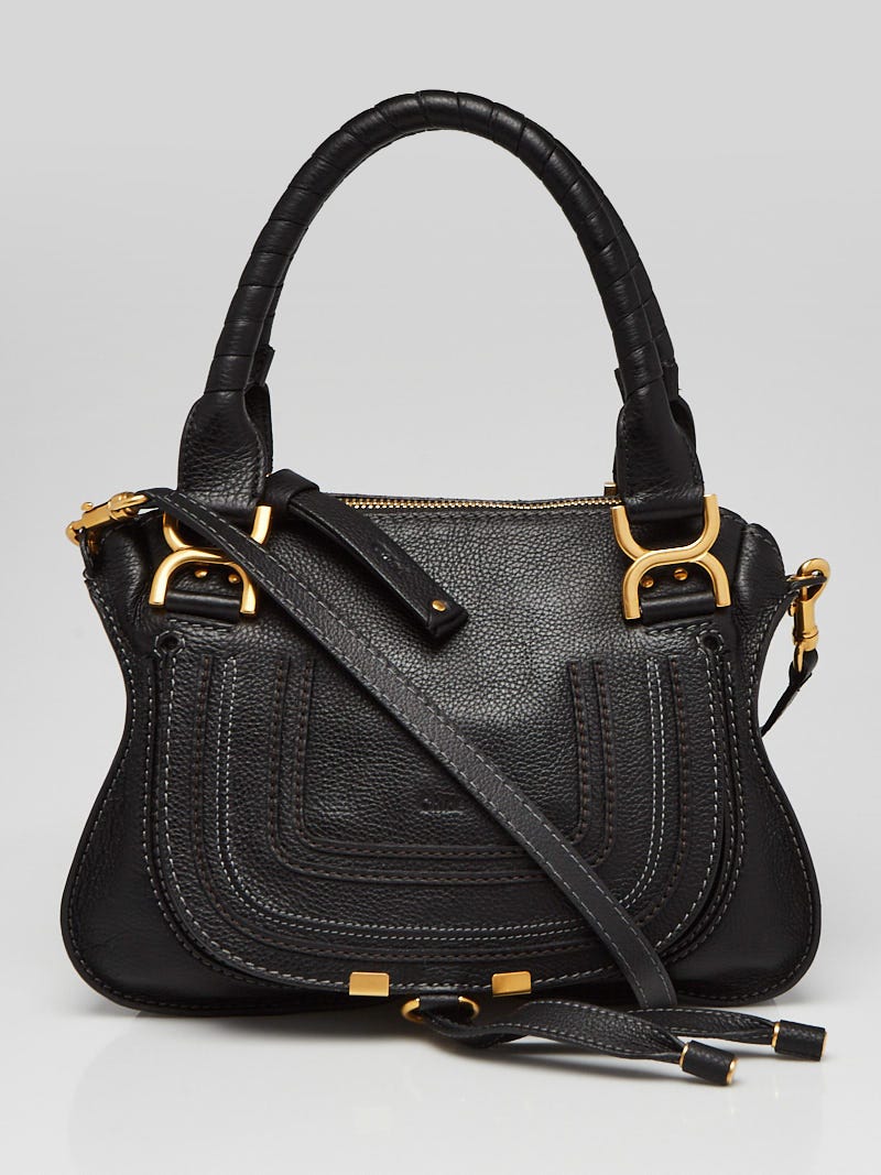 Chloe Black Pebbled Leather Small Marcie Satchel | Yoogi's Closet