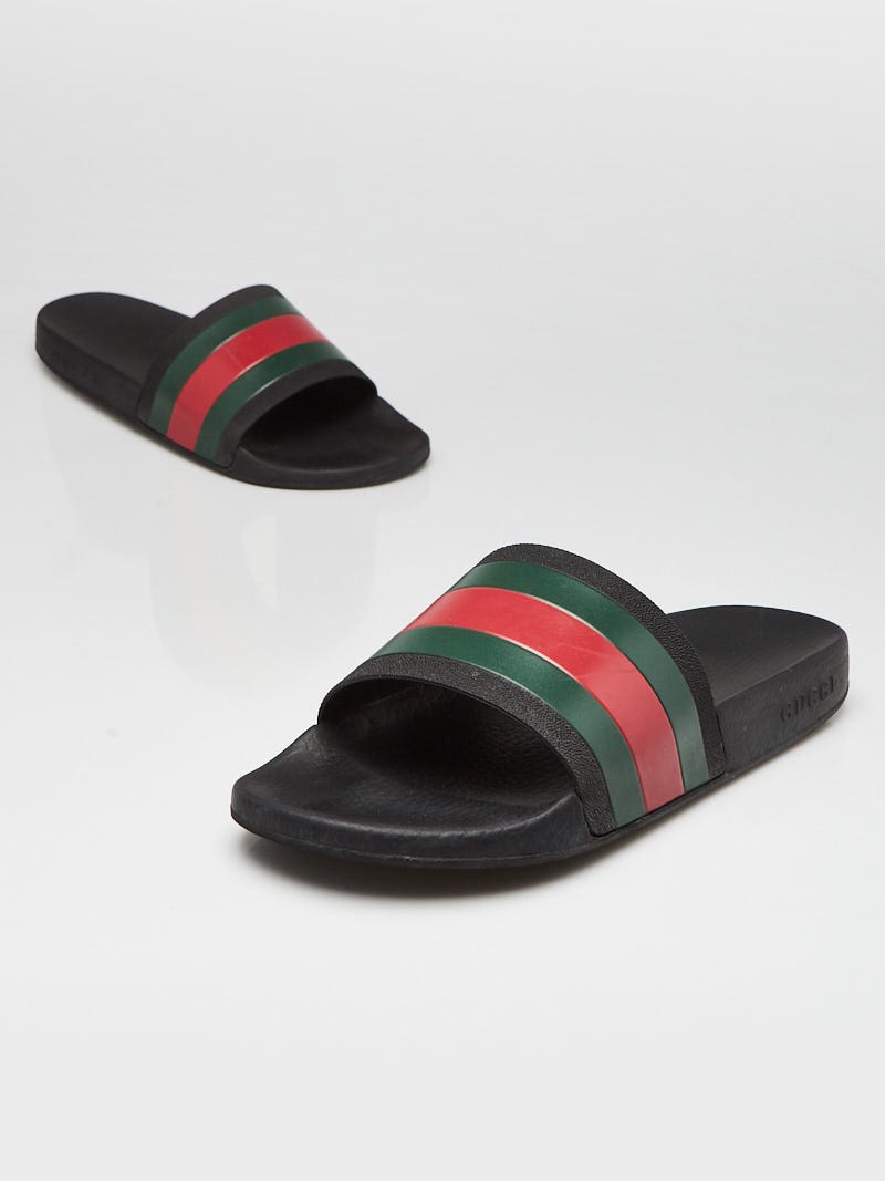 Gucci Green/Red Vintage Web Rubber Pool Slides Men's Size 9 | Yoogi's ...