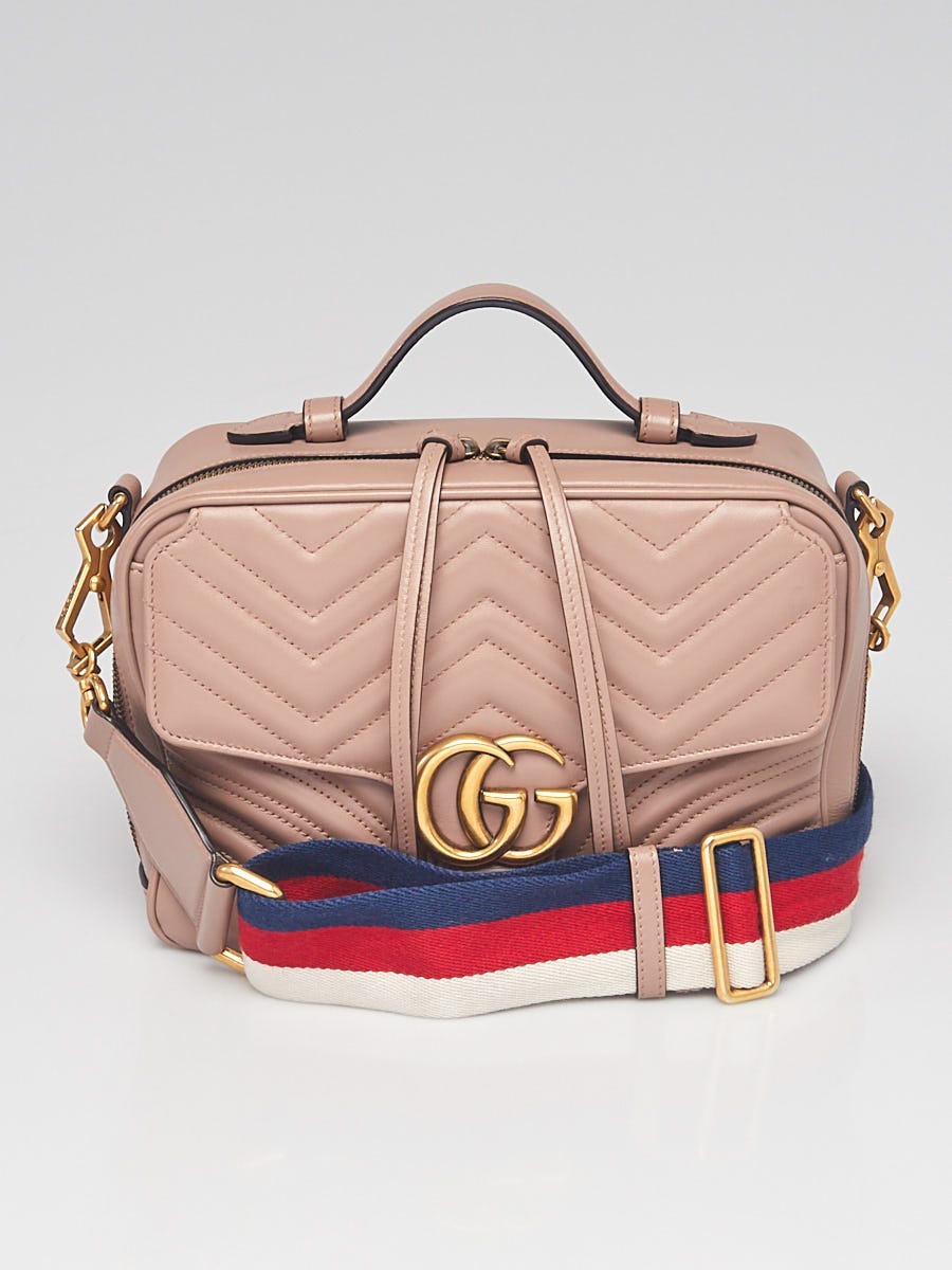 Gucci Beige Quilted Leather GG Marmont Small Shoulder Bag | Yoogi's Closet
