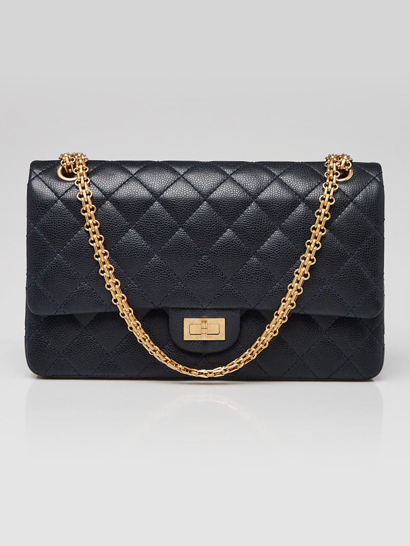 Chanel Navy Blue 2.55 Reissue Quilted Caviar Leather 226 Flap Bag ...