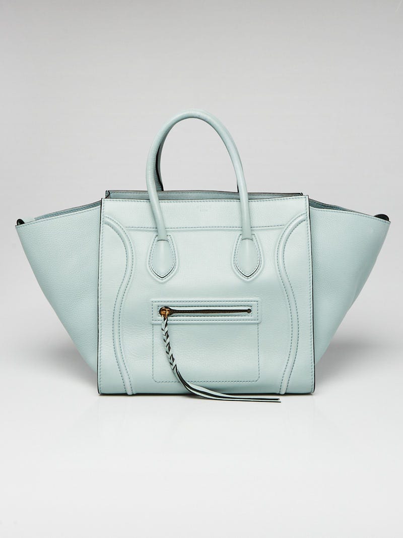 Celine Light Blue Pebbled Leather Phantom Luggage Tote Bag | Yoogi's Closet