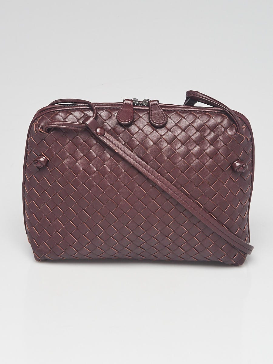 Bottega Veneta Dark Burgundy Intrecciato Woven Nappa Leather Nodini ...