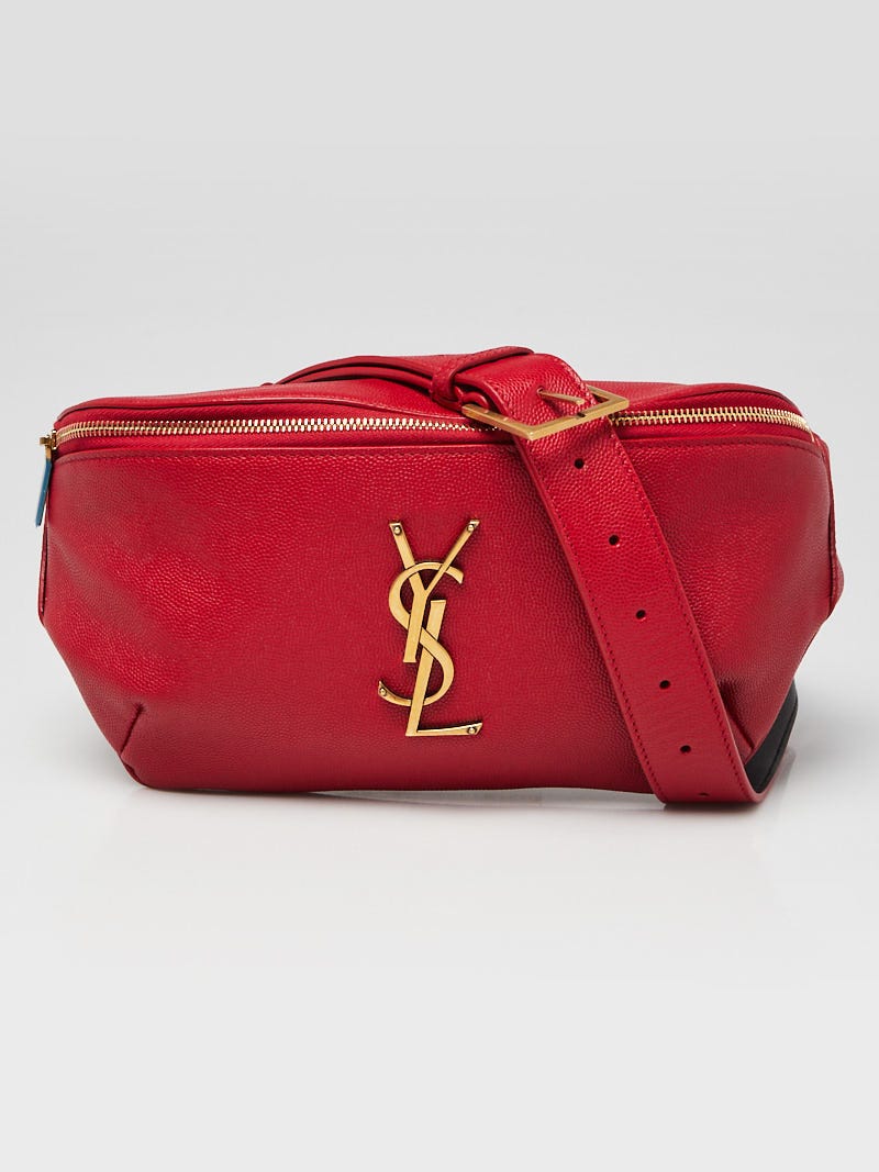 Yves Saint Laurent Eros Red Grained Leather Monogram Belt Bag | Yoogi's ...
