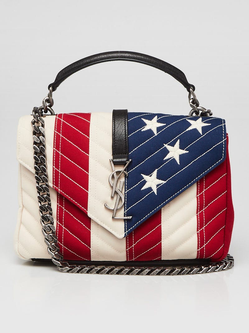 Yves Saint Laurent Red/White/Blue Chevron Quilted Canvas American Flag ...
