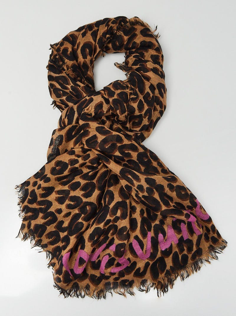 Louis Vuitton Brown Cashmere/Silk Stephen Sprouse Leopard Stole Scarf ...