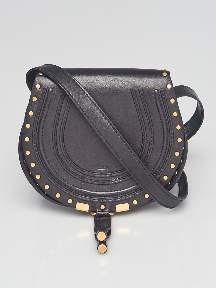 Chloe Black Leather Studded Mini Marcie Crossbody Bag | Yoogi's Closet