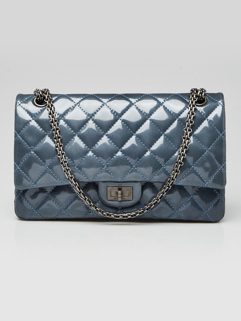 Chanel Dark Blue 2.55 Reissue Quilted Patent Leather 226 Flap Bag ...